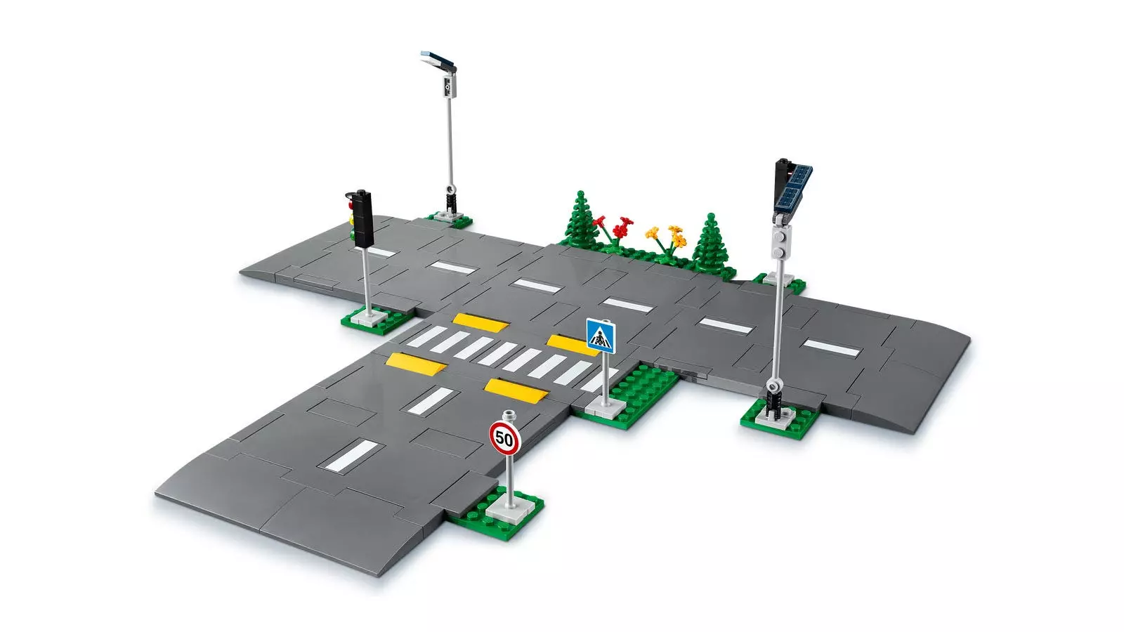 ภาพระยะใกล้ของระบบถนนโมดูลาร์ของ LEGO