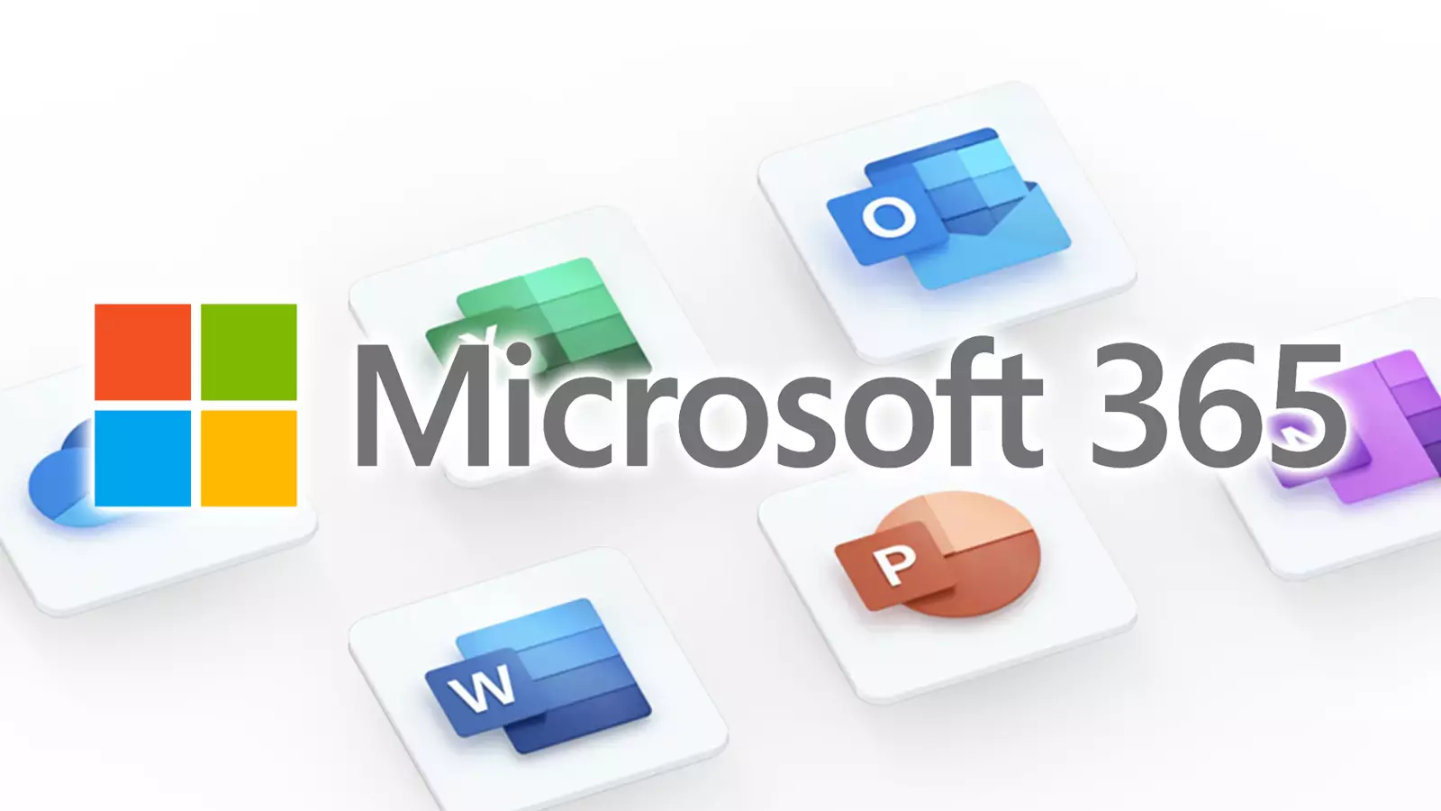 De Microsoft 365 Logo iwwer e wäissen Hannergrond.