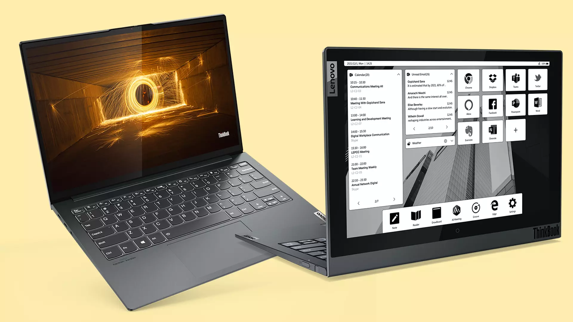 ThinkBook Plus Gen 2 i Lenovo е чудо со двоен екран со екран со е-мастило со целосна големина