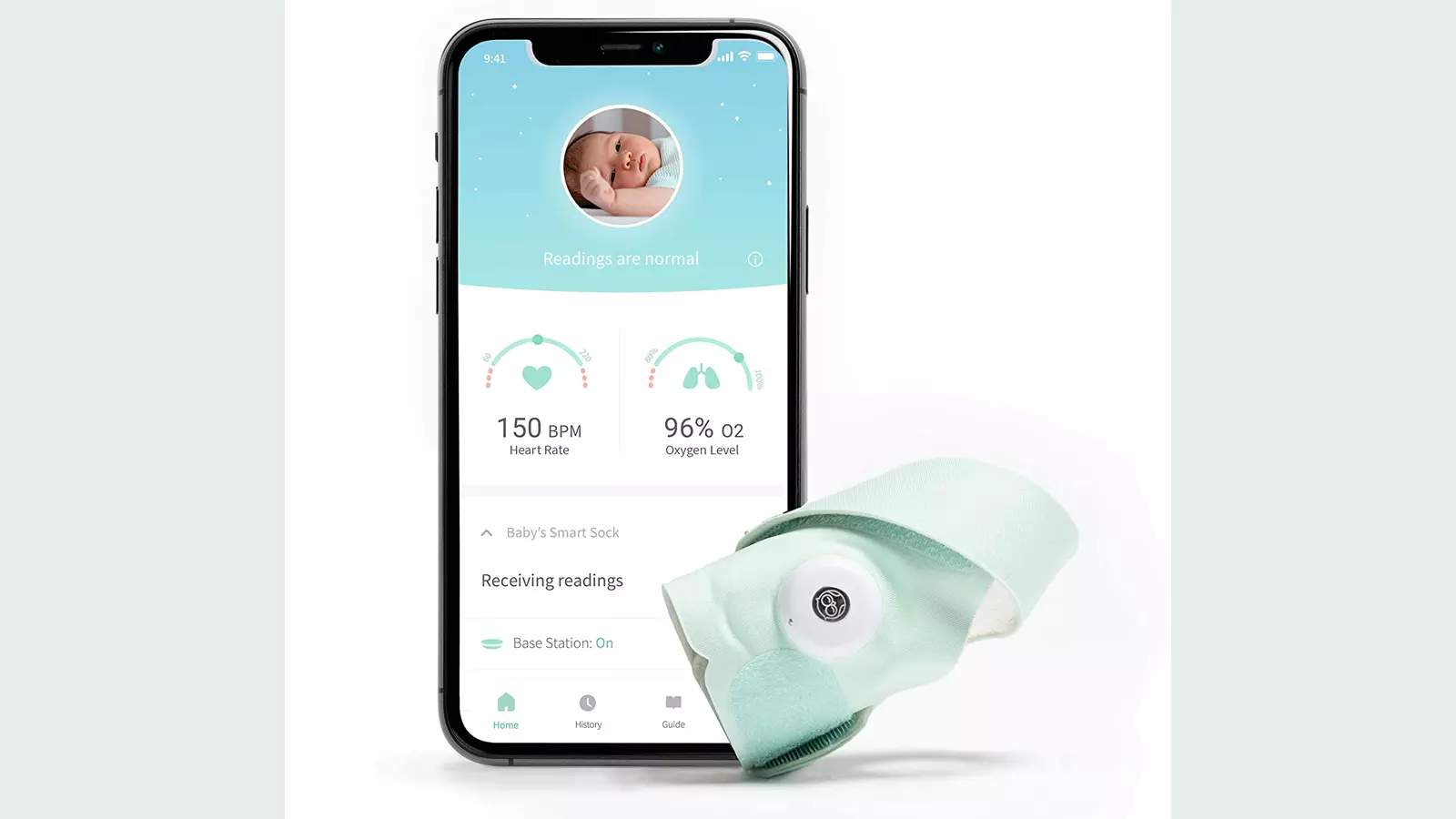 Owlet smart sock ug kauban nga mobile app nga nagpakita sa mga sukatan