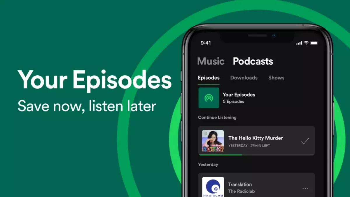 mynd af Spotify „Your Episodes“ lagalista