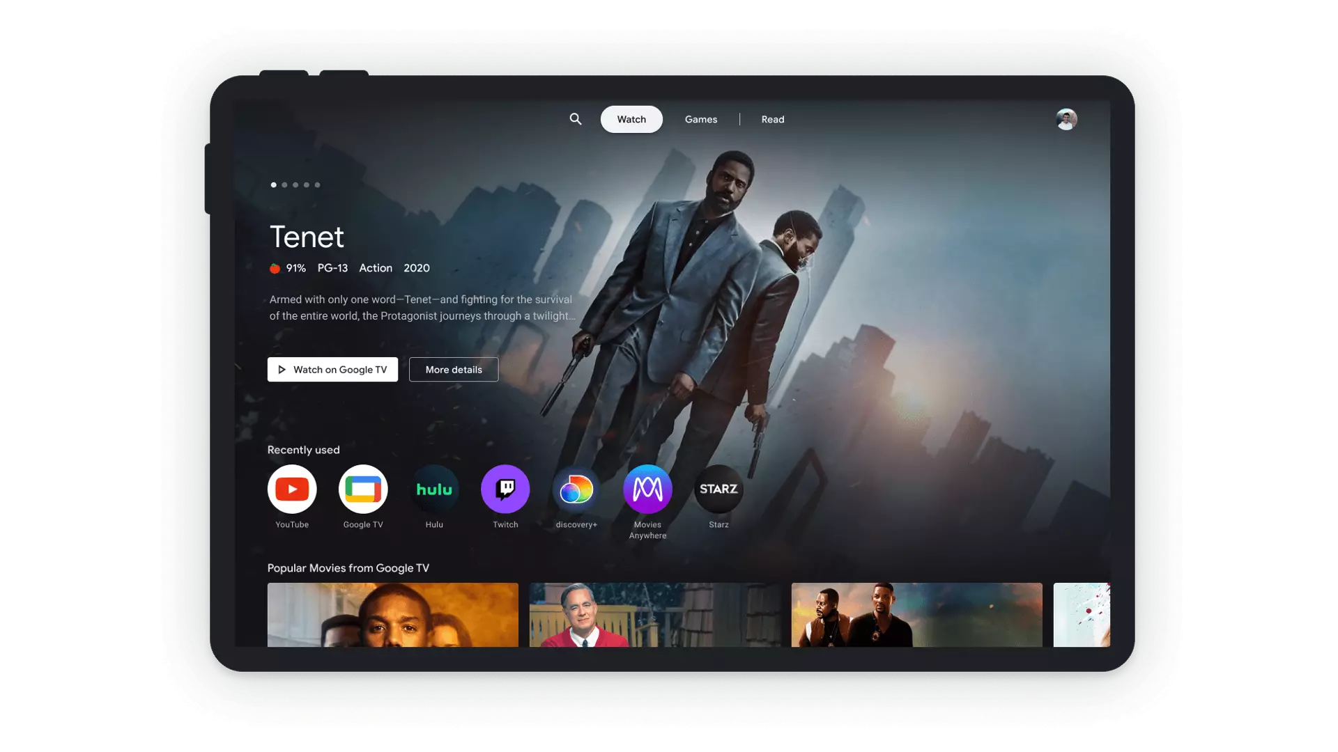 tablet espaço de entretenimento google tv