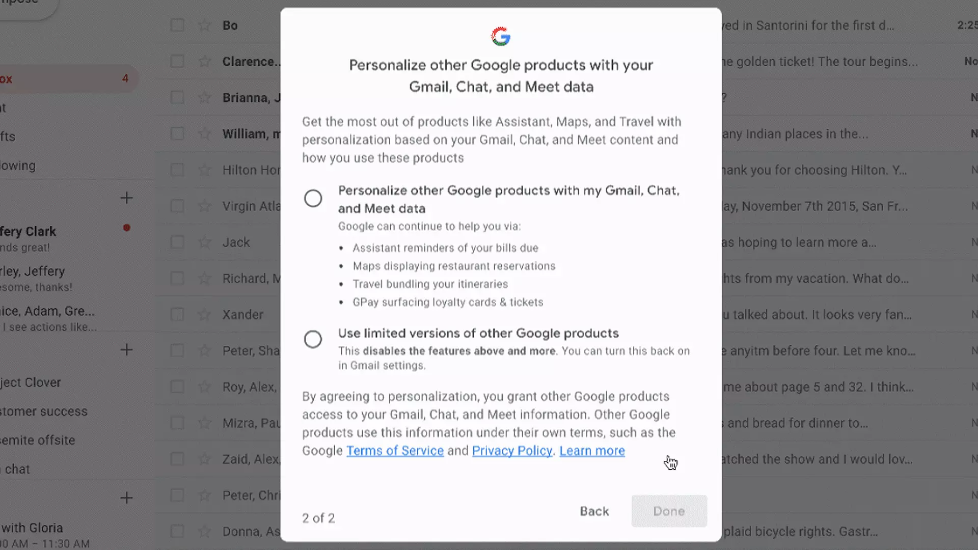 Новыя налады Gmail дазваляюць ахвяраваць разумнымі функцыямі дзеля пачуцця прыватнасці