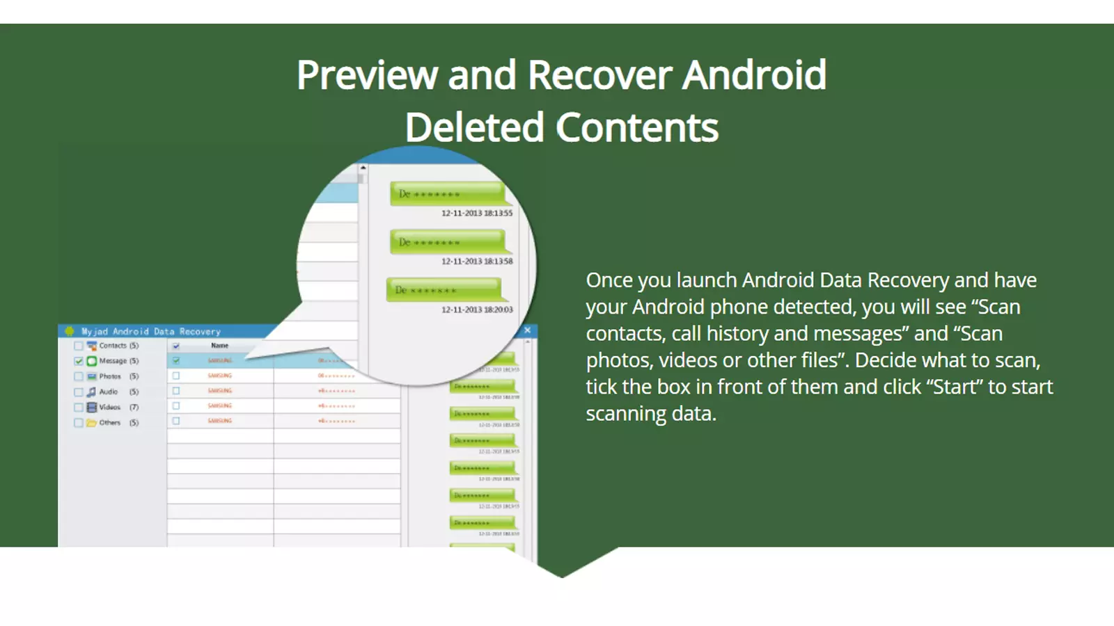 A MyJad Android Data Recovery alkalmazás képes visszaállítani az adatokat, és másolatot menteni az asztalra