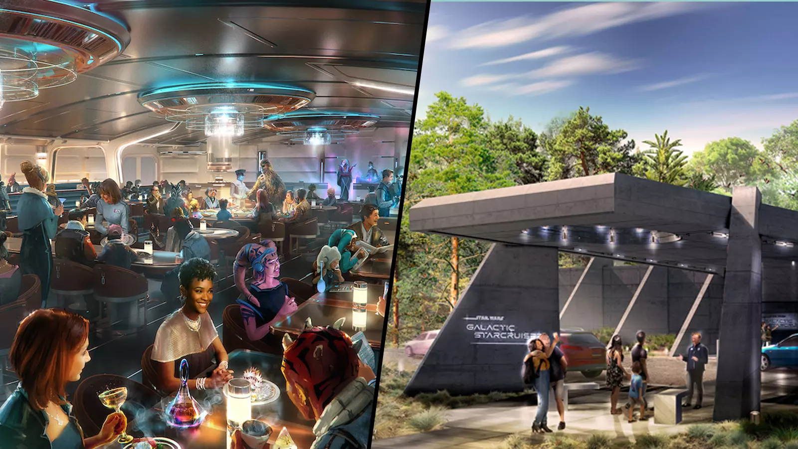 Arte conceitual da Disney de seu novo evento Star Wars: Galactic Starcruiser no Walt Disney World Resort
