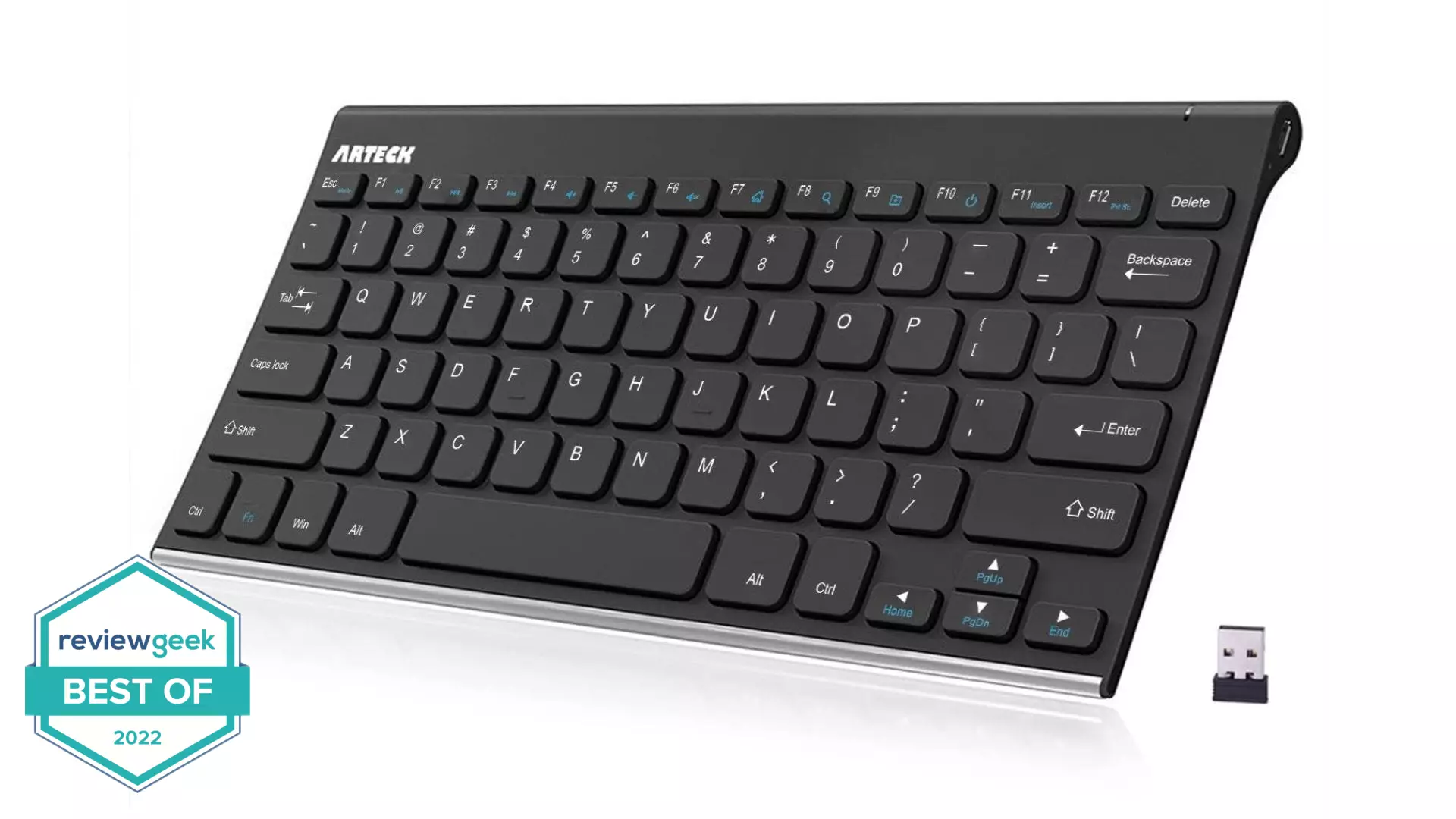 لوحة مفاتيح لاسلكية Arteck 2.4G من الفولاذ المقاوم للصدأ فائقة النحافة