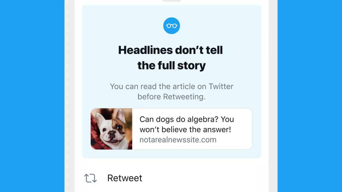 El nou missatge de Twitter que suggereix llegir un article abans de retuitejar.