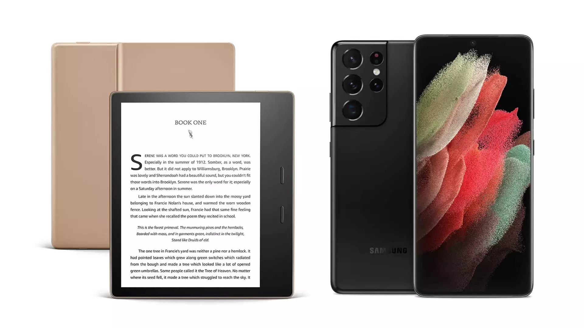 Kindle Oasis と Samsung Galaxy S21 Ultra 5G