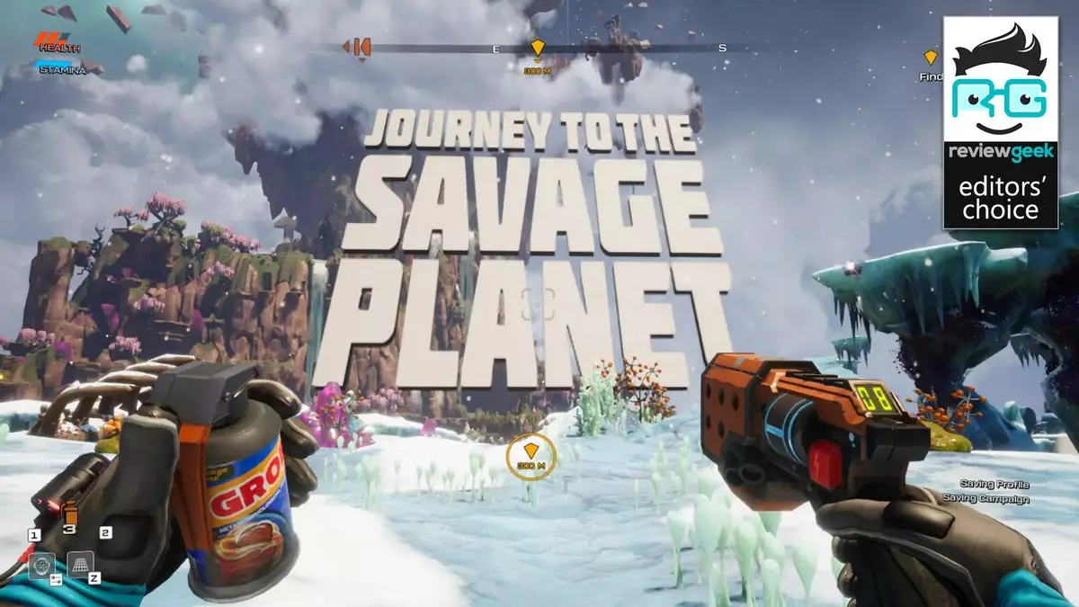 Journey to the Savage Planet úvodný titul crawl