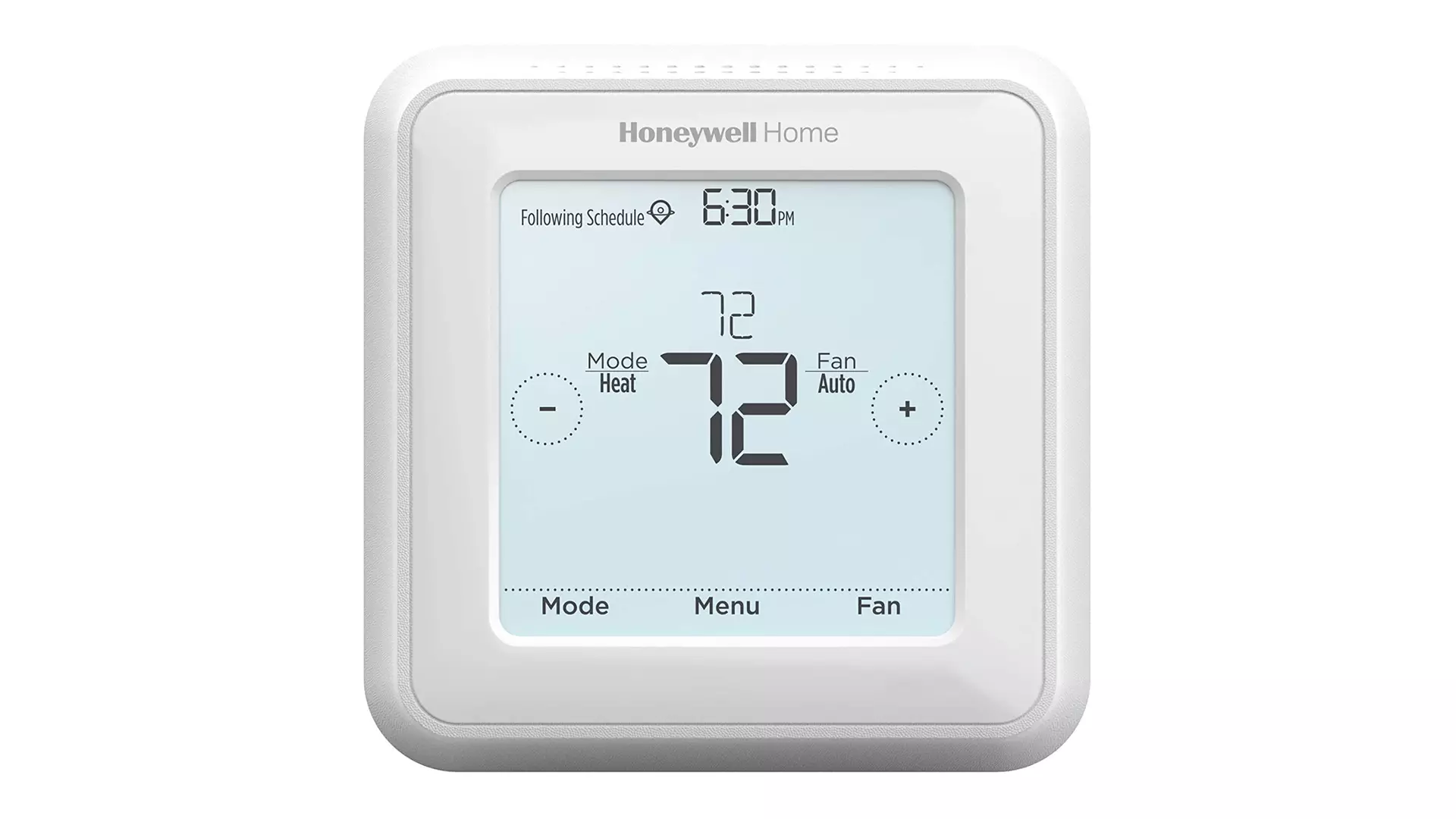 Egy fotó a Honeywell 7 napos érintőképernyős termosztátjáról.