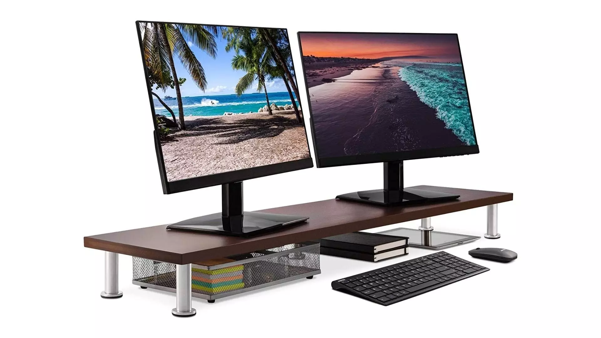 Der Office Oasis Large Dual Monitor Stand für Computerbildschirme