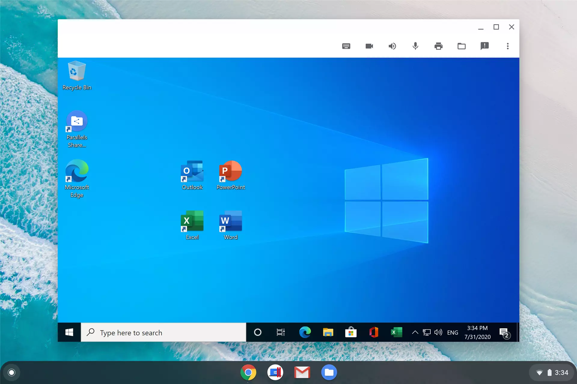 Windows kanthi papat aplikasi Office utama sing mlaku ing Chrome OS