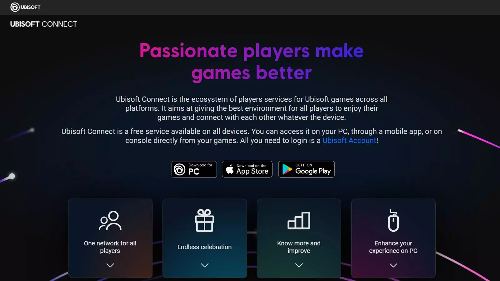 immagine della home page di Ubisoft Connect