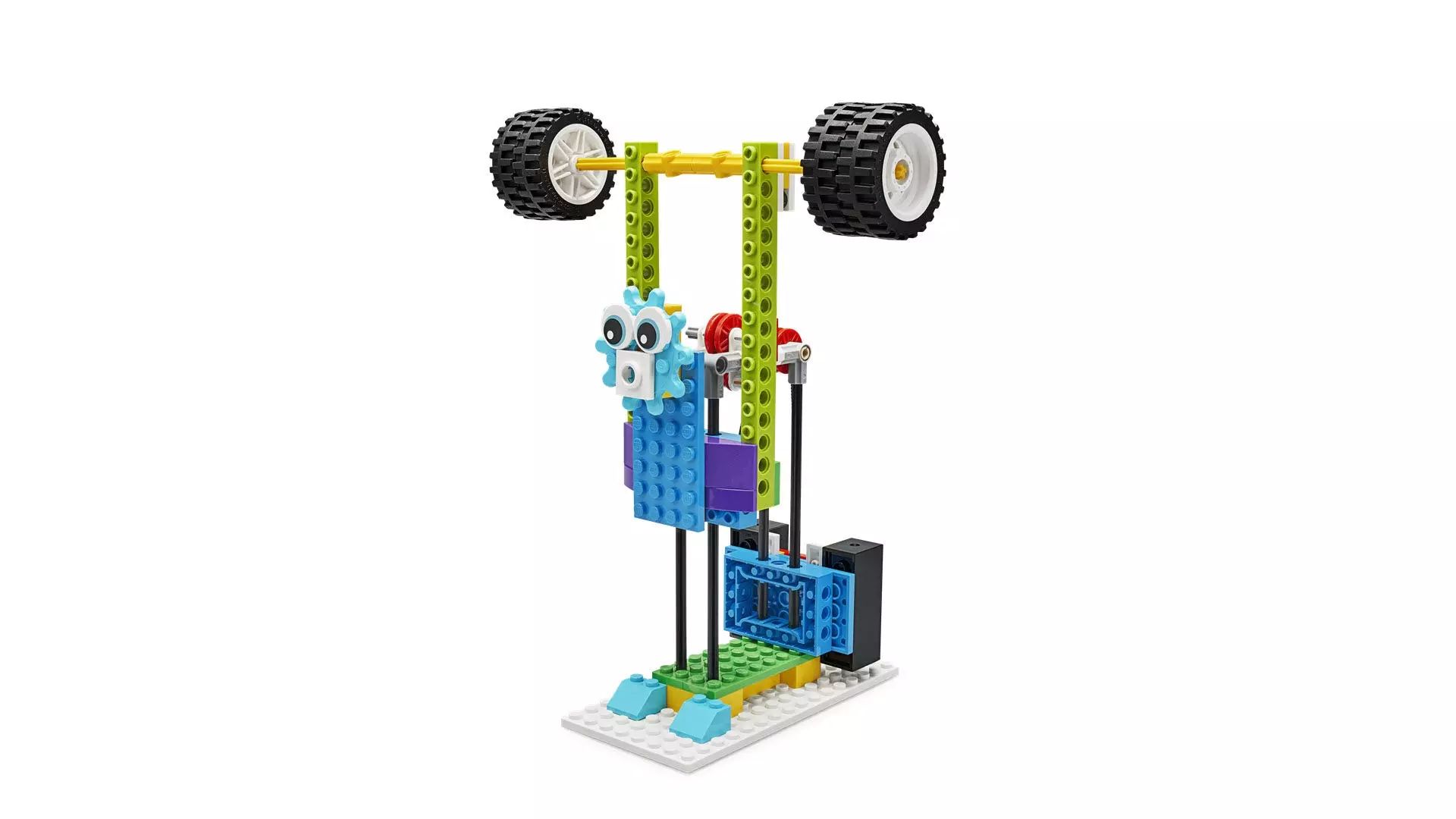 Un set LEGO care arată ca un centru de ridicare de greutăți cu o față.