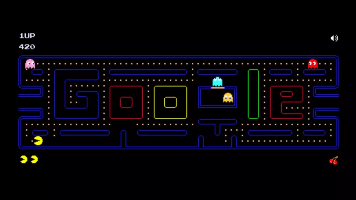 Bara de căutare Google Pac-Man labirint