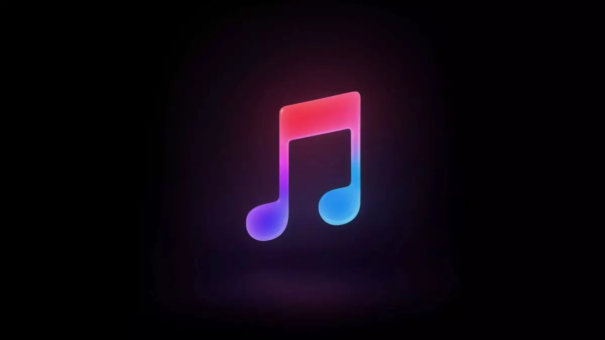 Apple Music logoa hondo ilunean