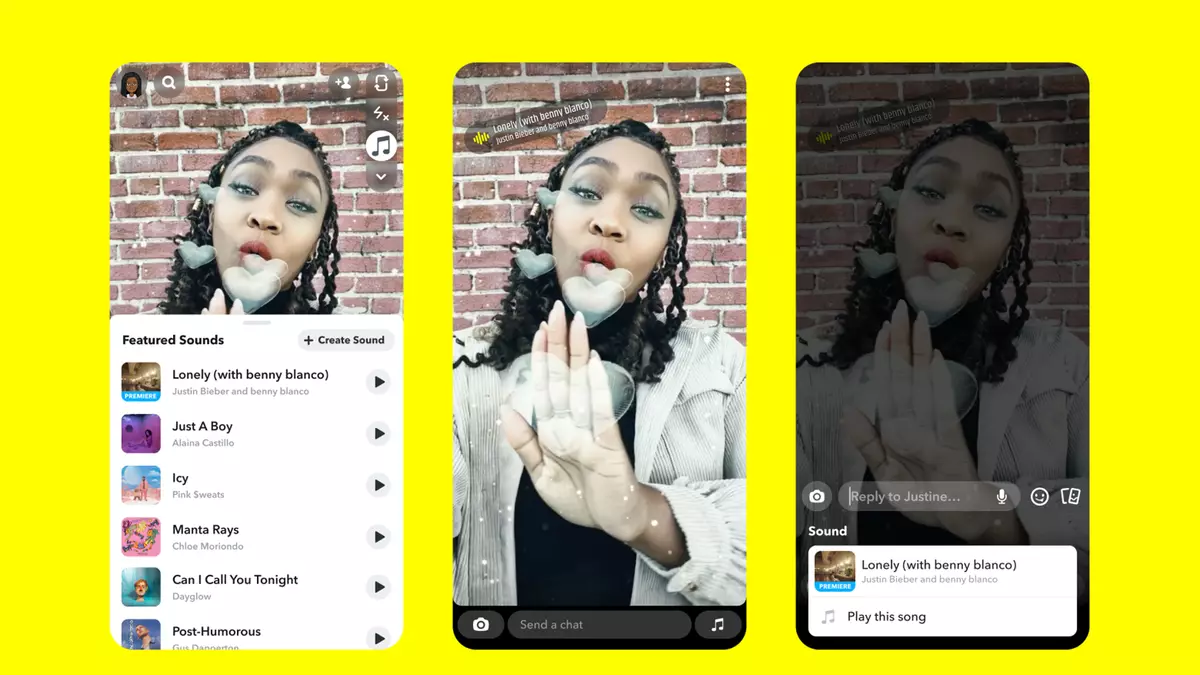 hình ảnh của Snapchat Sounds đang hoạt động.