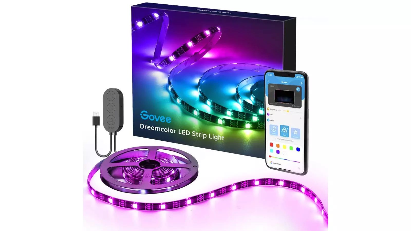 Govee LED Strip Lights zure mahairako, monitorerako, telebistarako edo beste edozein lekutan zure bulegorako kolore dibertigarriak