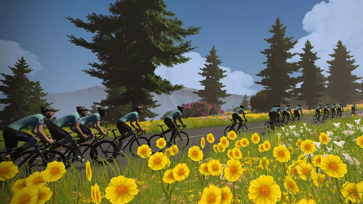 delwedd o'r Virtual Tour de France ar Zwift