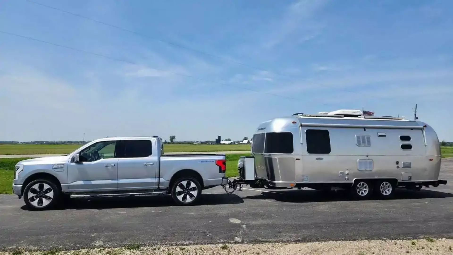 F-150 Lightning towing a Airstream trailer