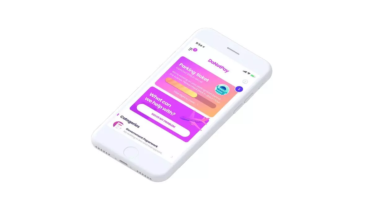 Isang iPhone na may interface ng DoNotPay.
