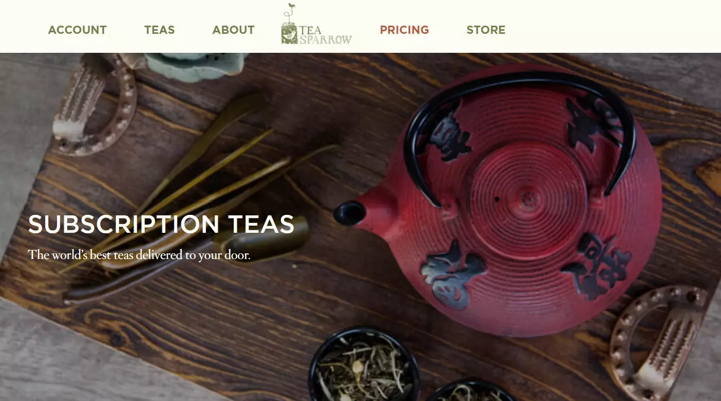 Tea Sparrow caixa de subscrición de té tetera