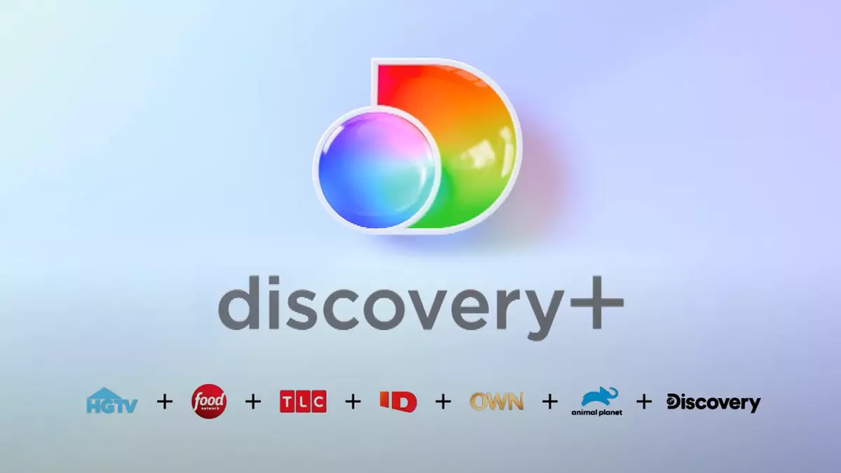 Discovery Plus ағындық қызметінің логотипі және кейбір қосылған арналар