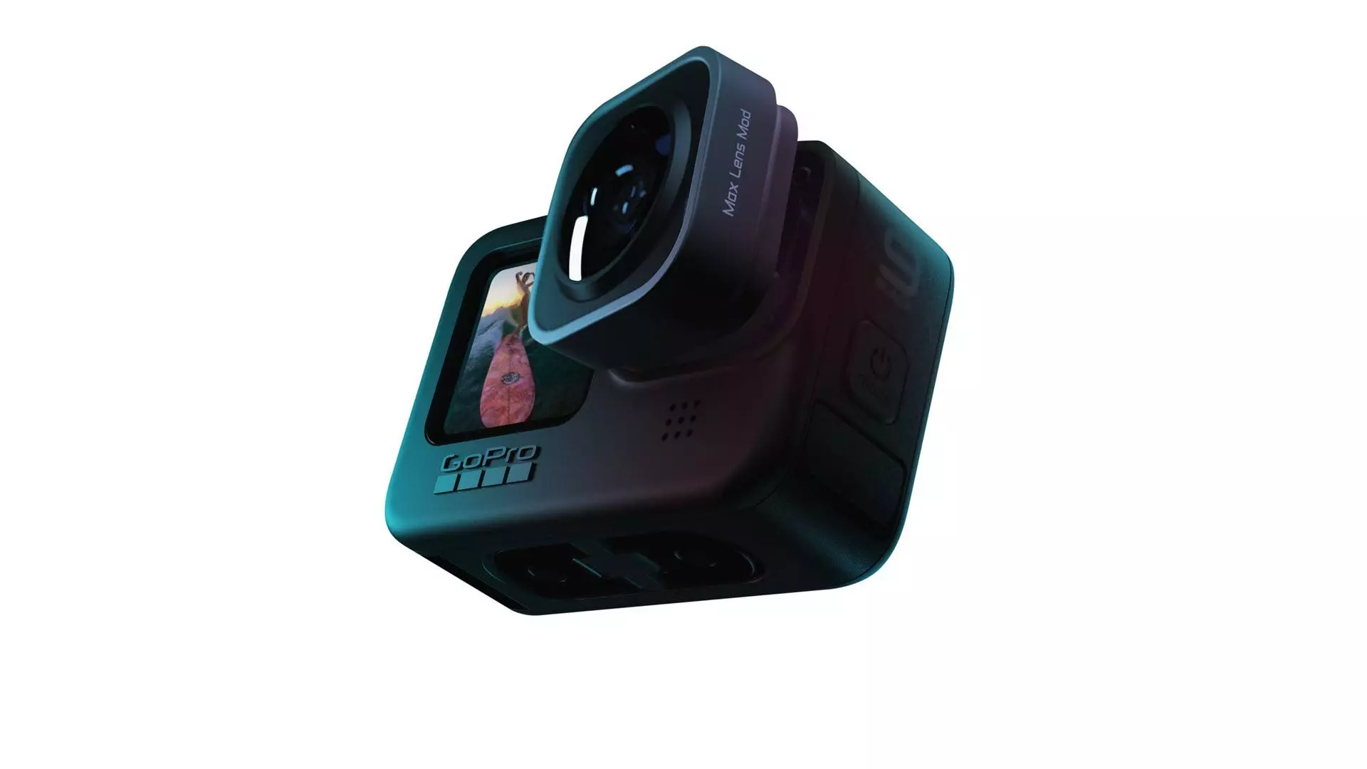 Een GoPro met een verwijderbare lens.