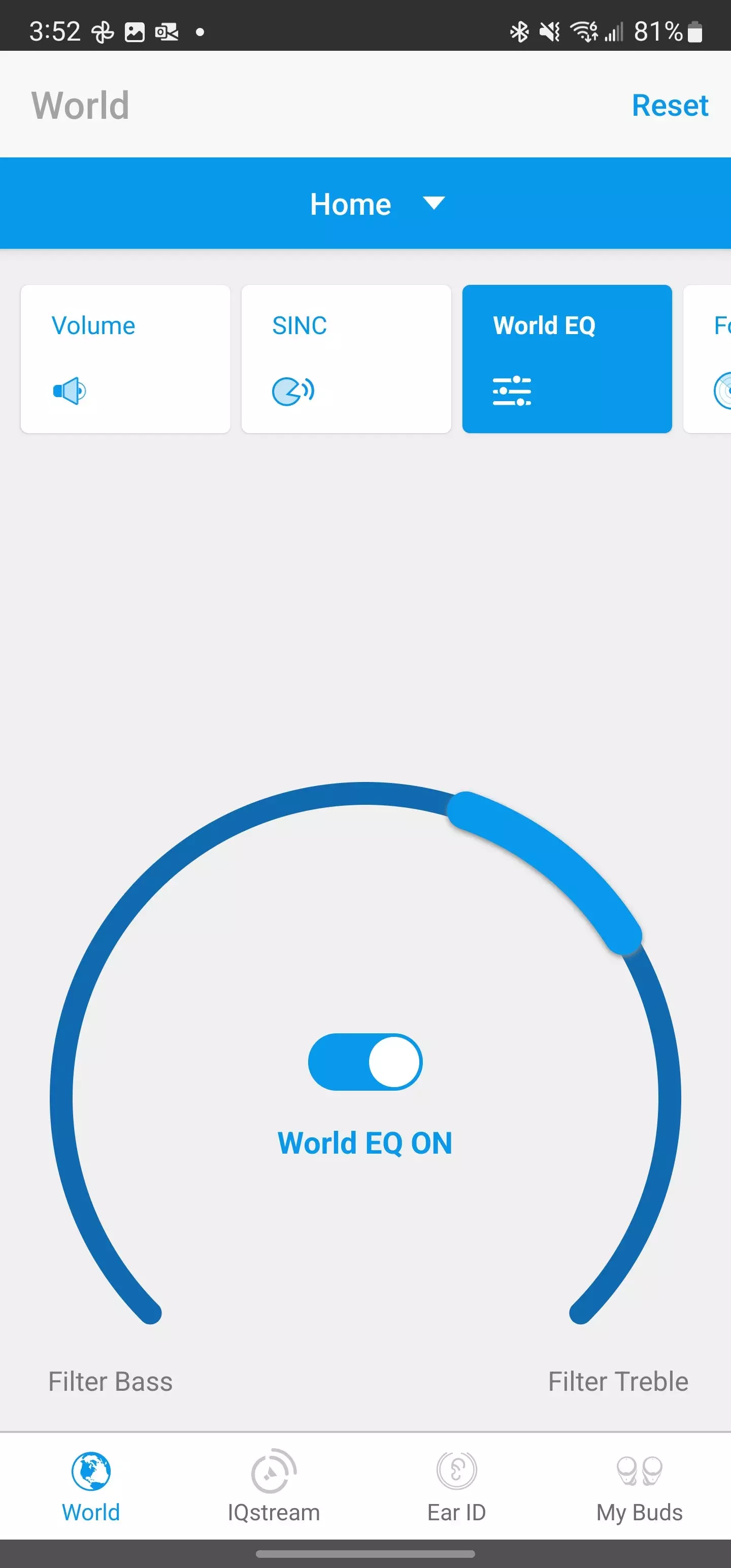слика апликације Нухеара са укљученим светским еквилајзером