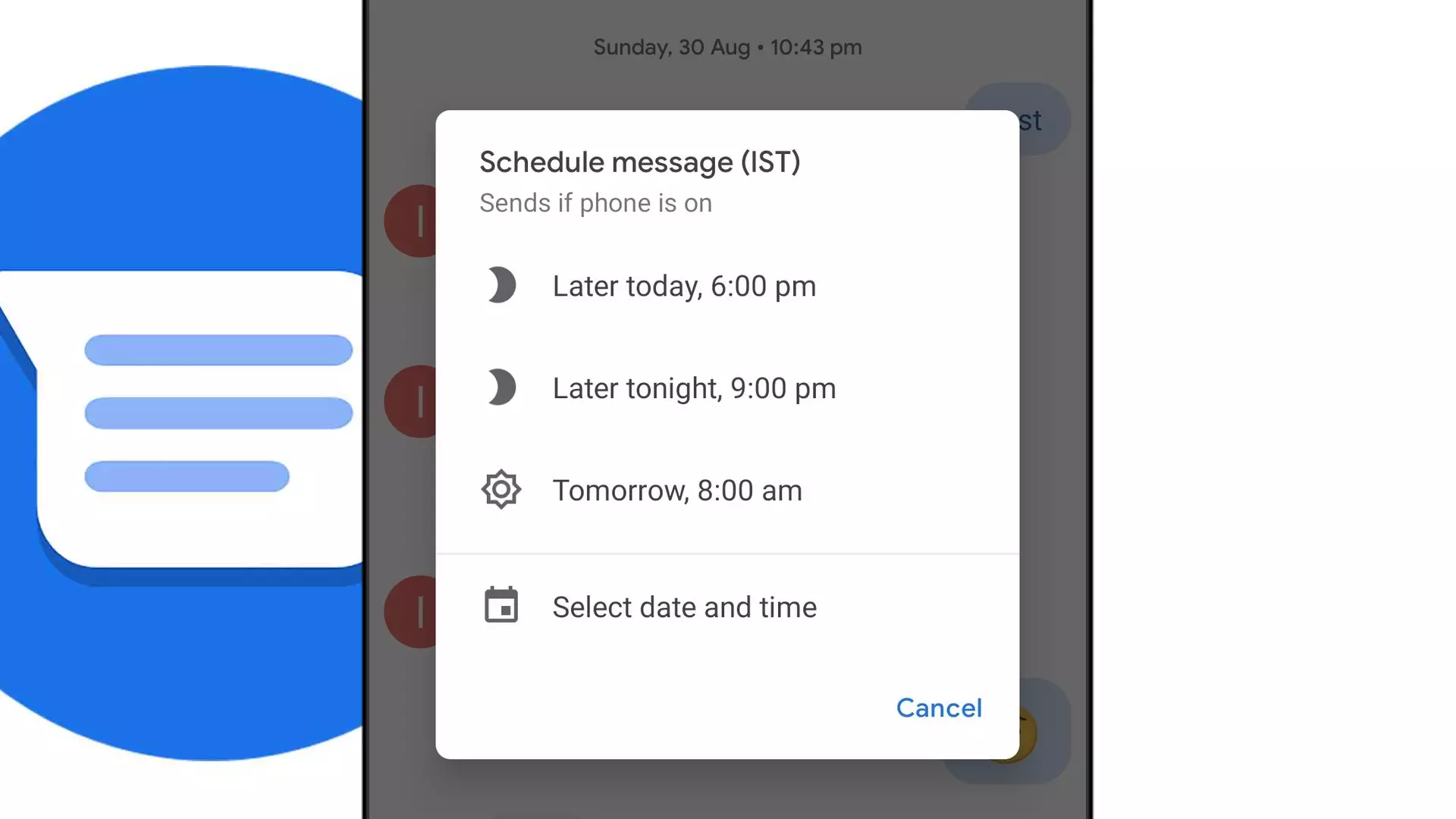 O mais novo recurso do Google Messages permite agendar textos para mais tarde