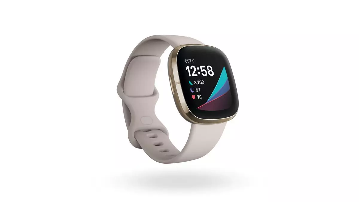 Fitbit Sense smartwatch tiv thaiv keeb kwm dawb