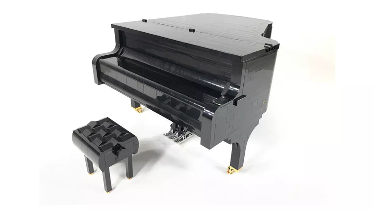LEGO delujoč koncertni klavir s klopjo in natančno mehaniko
