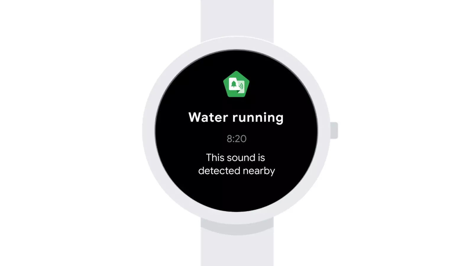 Wear OS -kello, jossa on ilmoitus veden juoksemisesta.