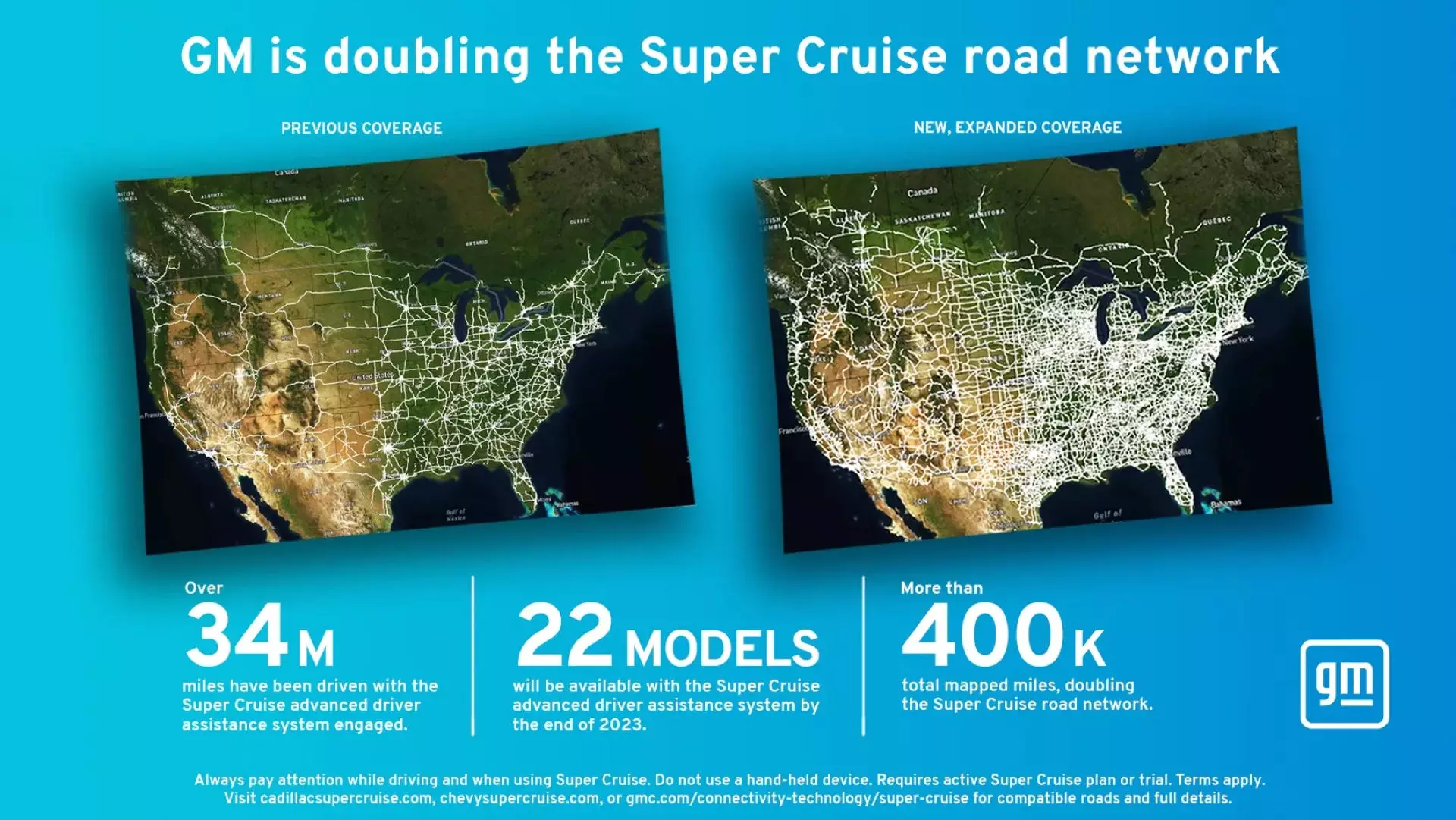 GM Super Cruise статистикасы және жол жаңартулары