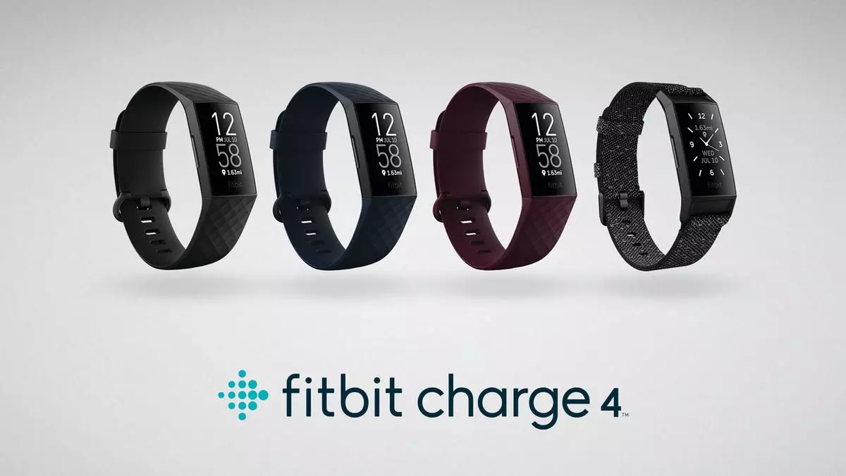 Το Fibit Charge 4 σε τέσσερα διαφορετικά χρώματα.