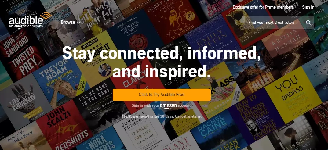 Audible audiobook tydskrift abonnemint foar Heitedei 2020