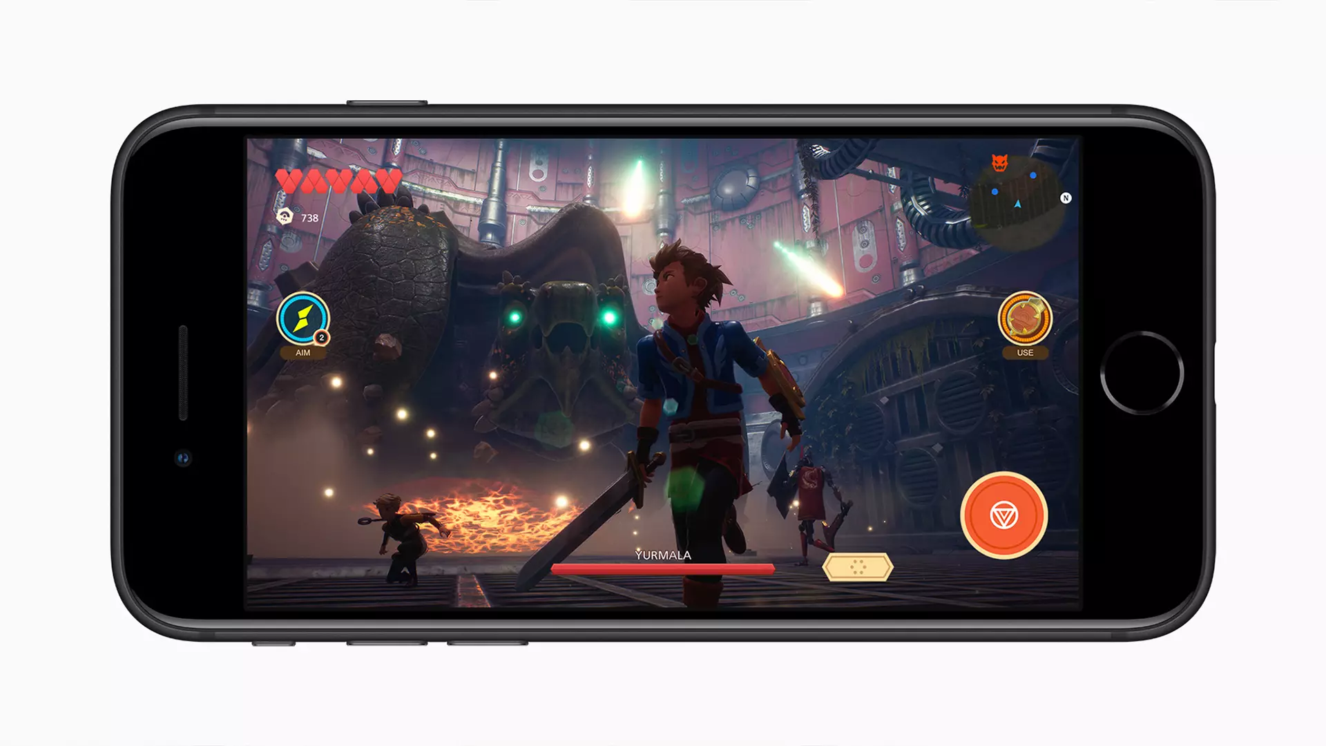 Una foto que mostra l'iPhone SE 2 al joc.