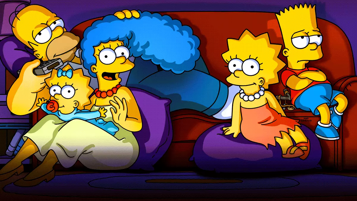 Glumačka ekipa Simpsonovih na kauču.