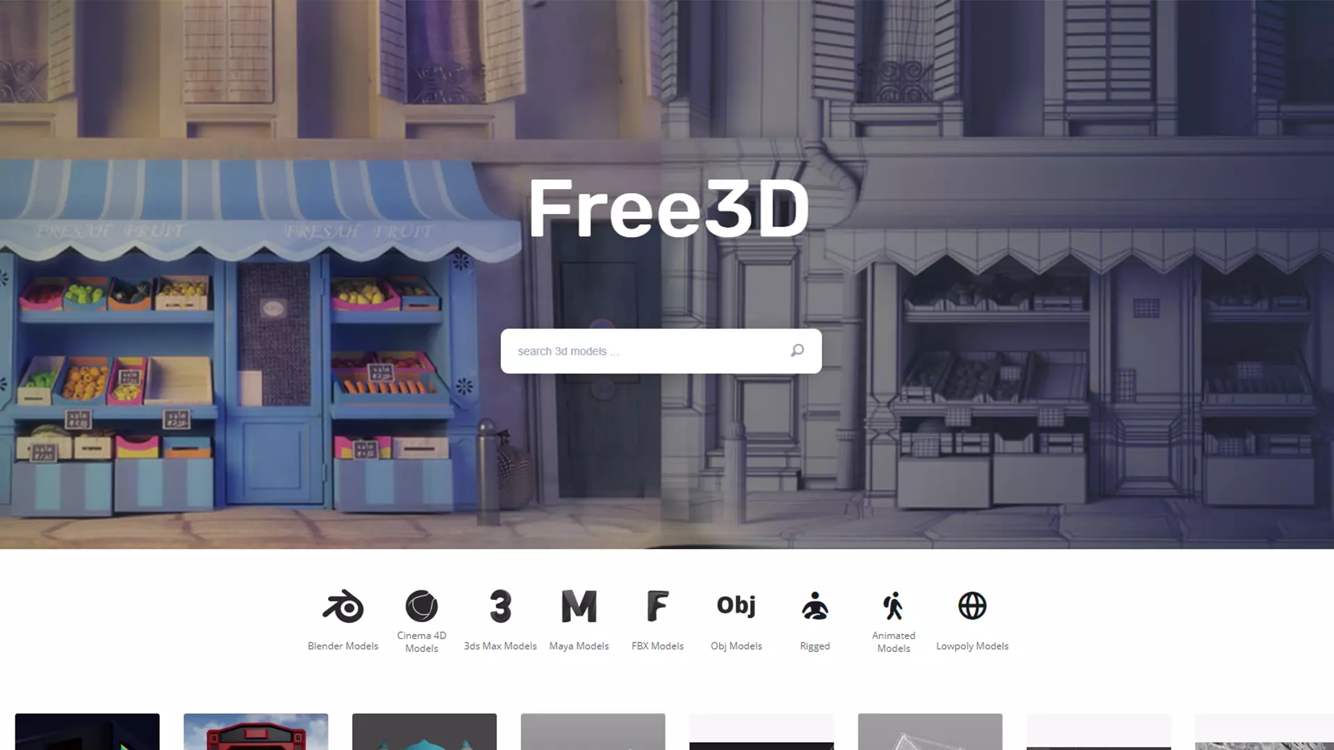 Free3D Web サイトのイメージ。
