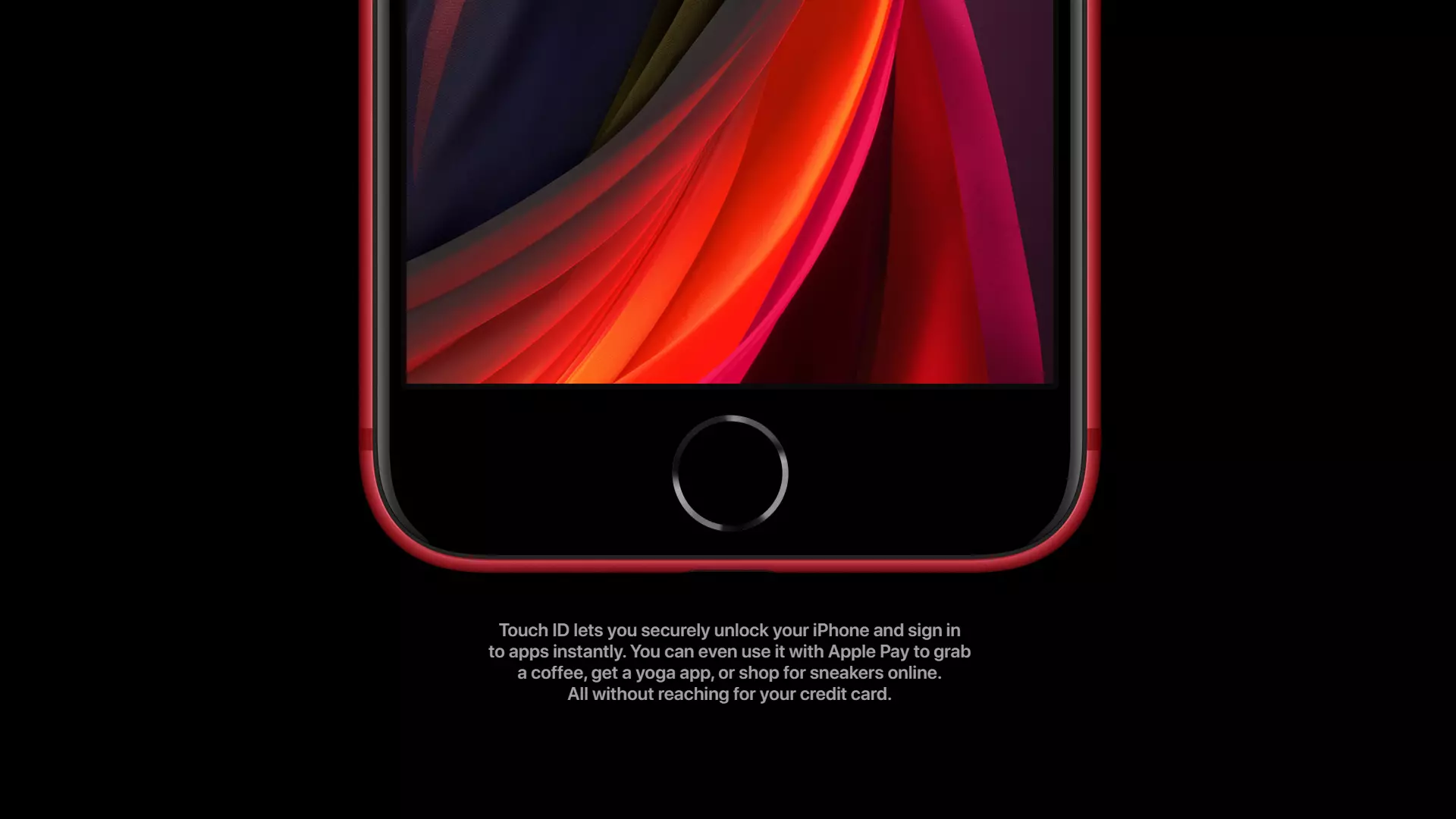 Apple web sitesinden iPhone SE'nin Touch ID sensörünü gösteren bir resim