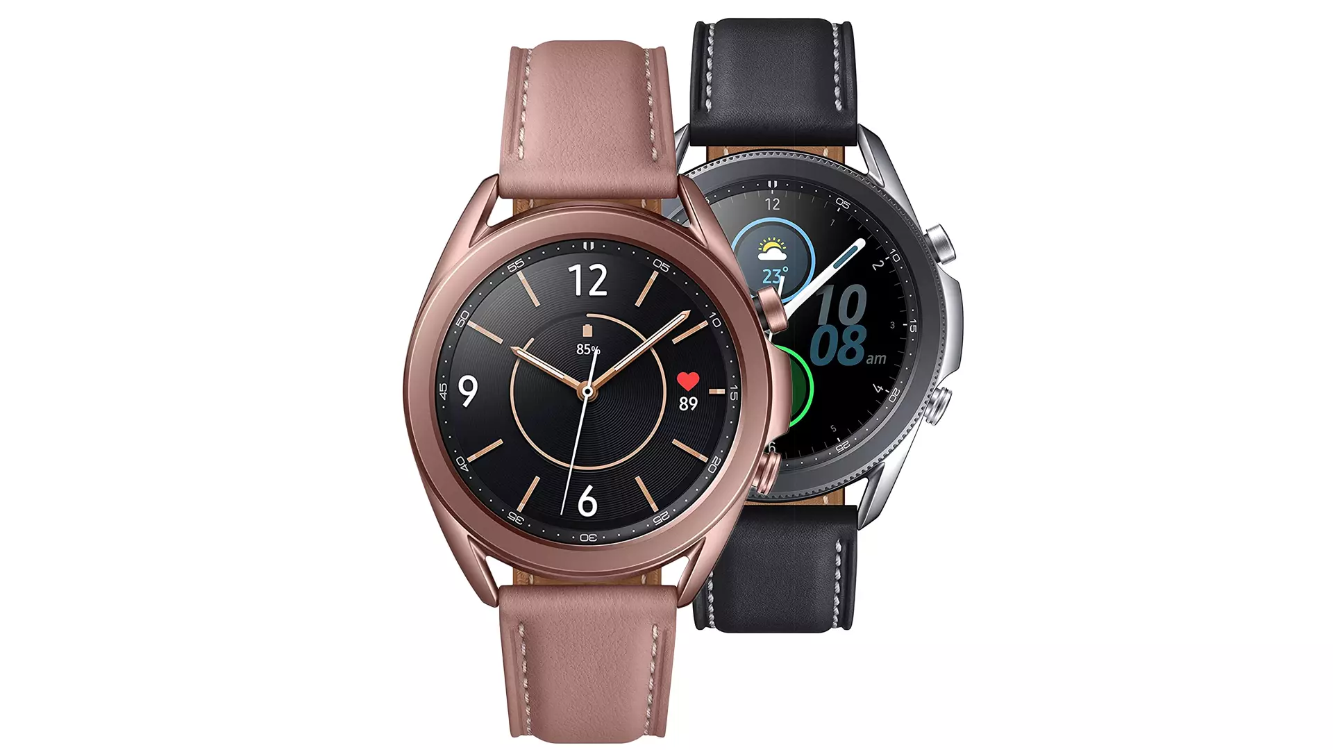 黒とミスティックブロンズのSamsumg Galaxy Watch 3の写真.