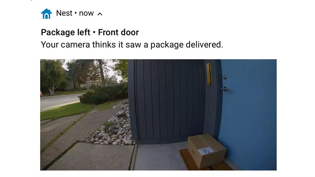 O notificare Nest despre un pachet la ușă.