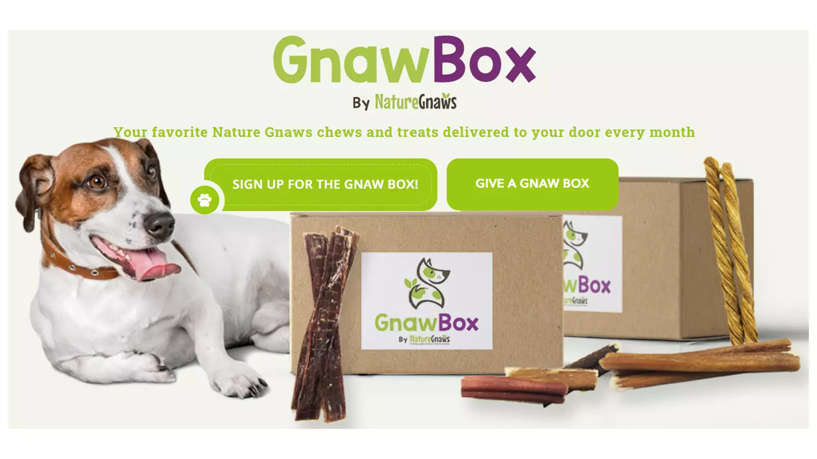 GnawBox najlepší predplatiteľský box na prírodné maškrty a maškrty pre psov