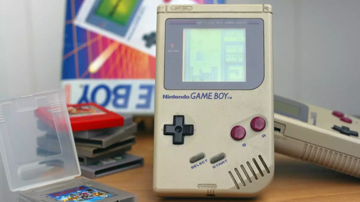 Ένα Game Boy που παίζει ένα παιχνίδι Tetris