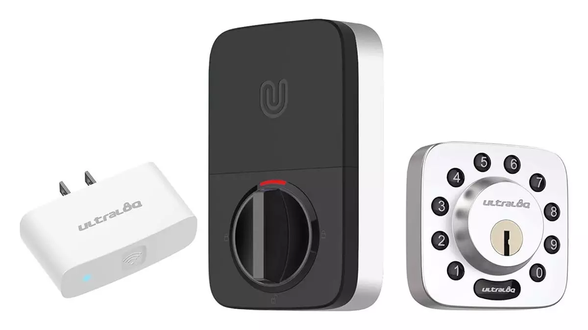 Kunci pintar U-Tec UltraLock, dengan papan tombol dan hub wi-fi