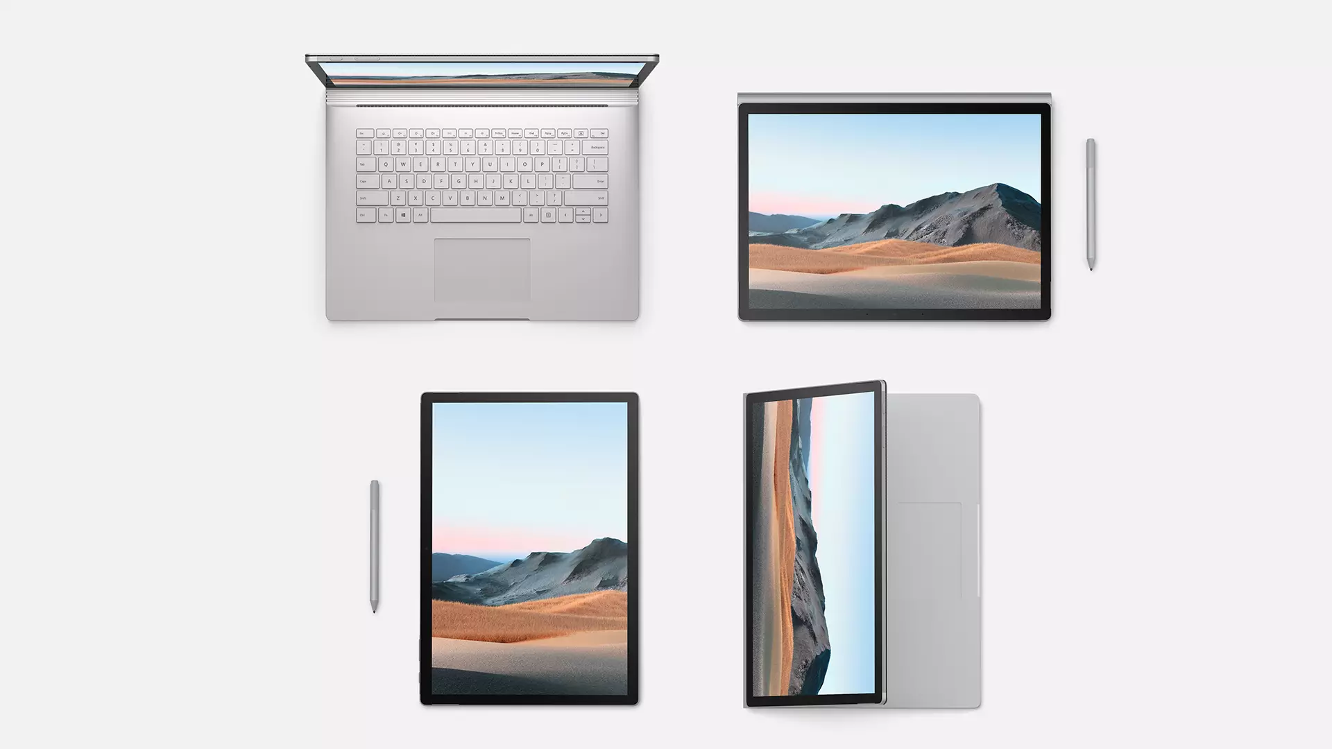 Surface Book 3 у канфігурацыях планшэта і ноўтбука.
