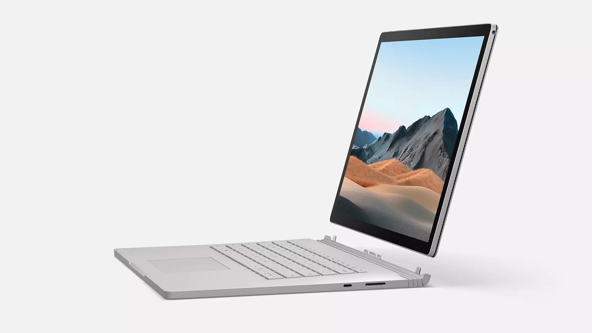 Surface Book 3 與鍵盤底座分離的照片。