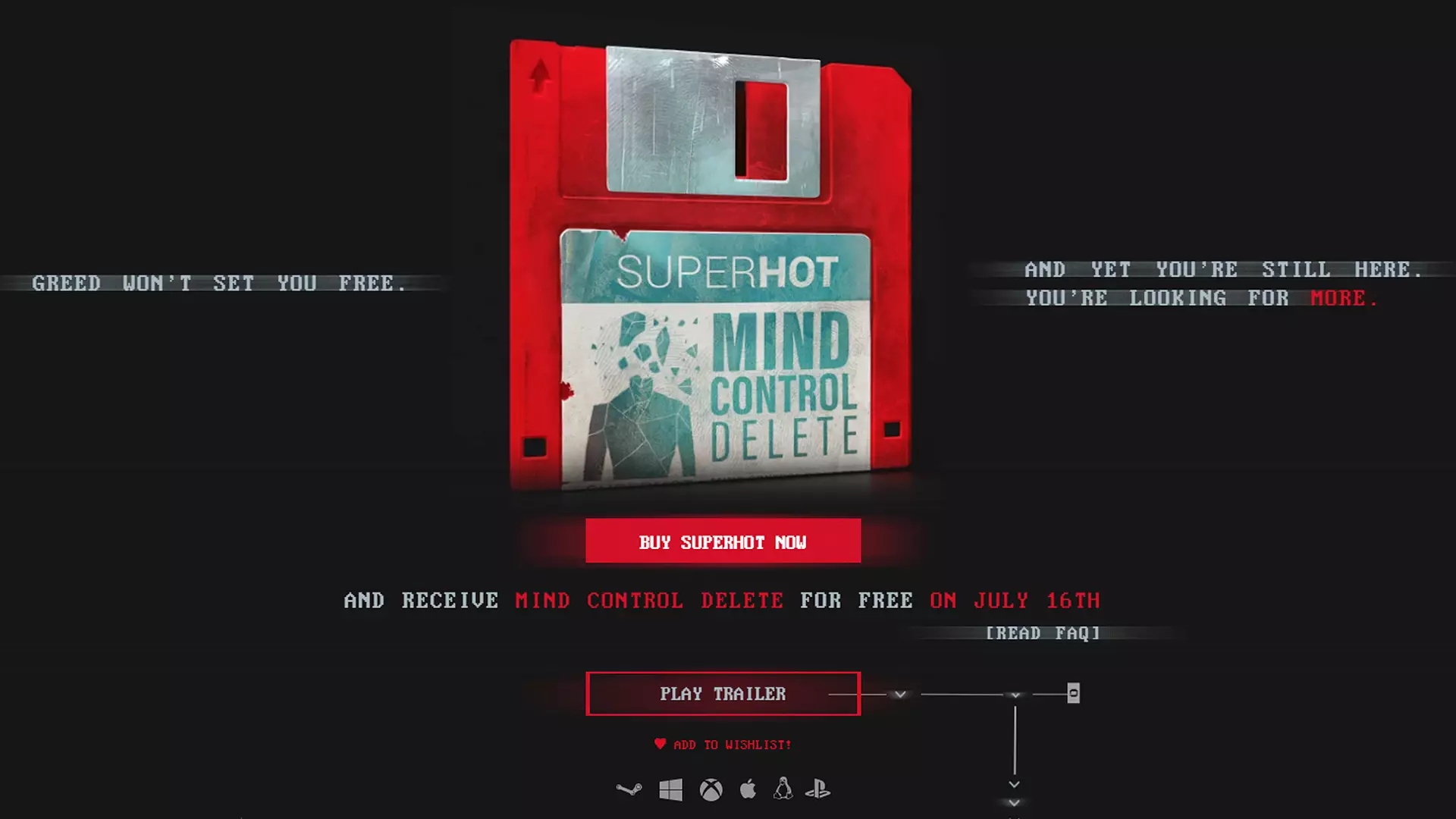 Il sequel di Superhot è gratuito se acquisti il gioco originale prima del 16 luglio