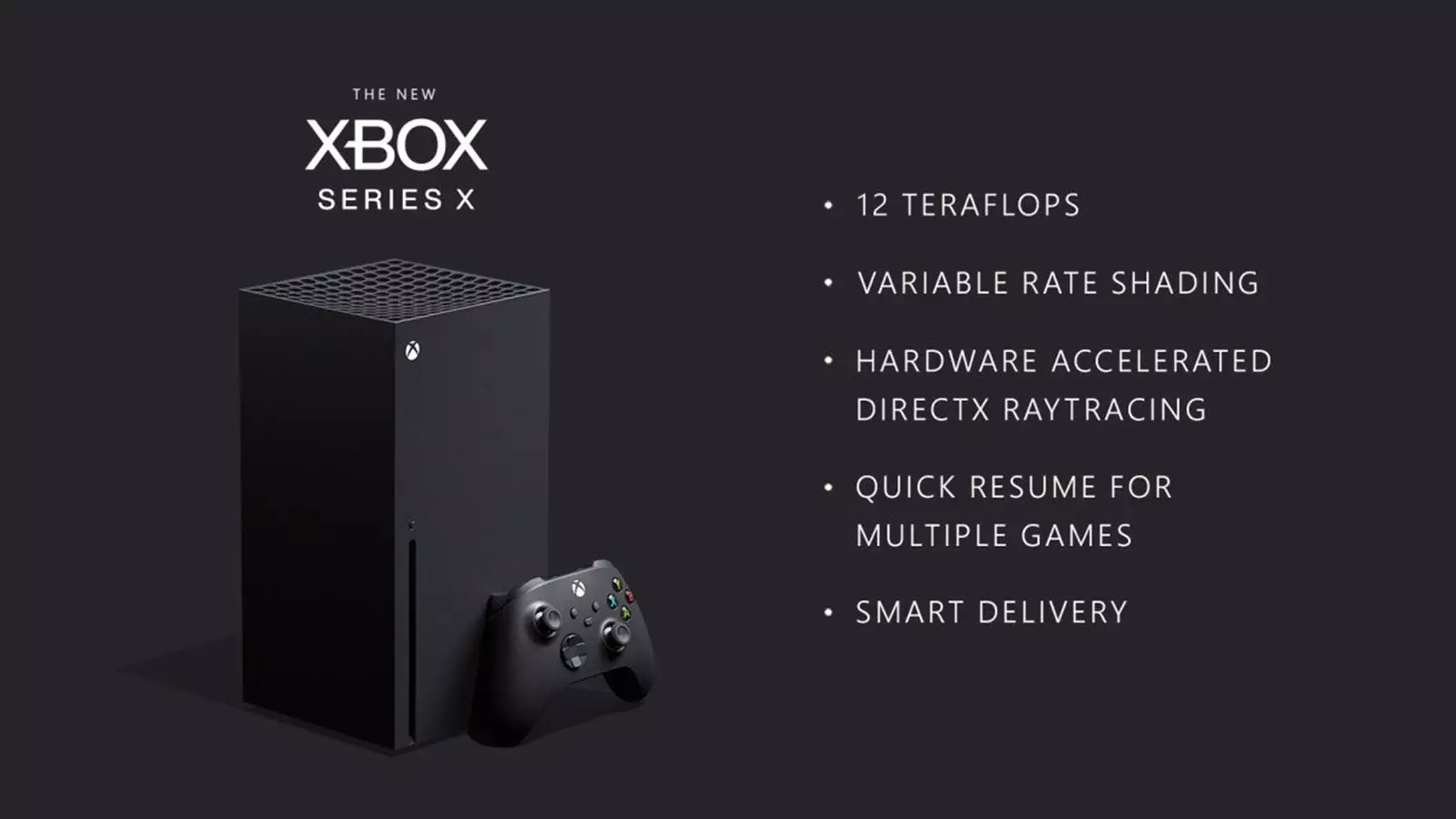 هڪ Xbox سيريز X گرافڪ، تفصيل سان مختلف خاصيتون جهڙوڪ متغير شرح شيڊنگ ۽ DIrectX Raytracing.