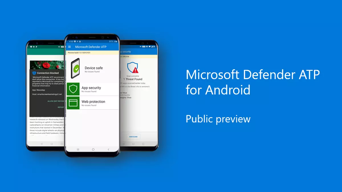 Ibendera ritangaza Microsoft Defender kuri Android
